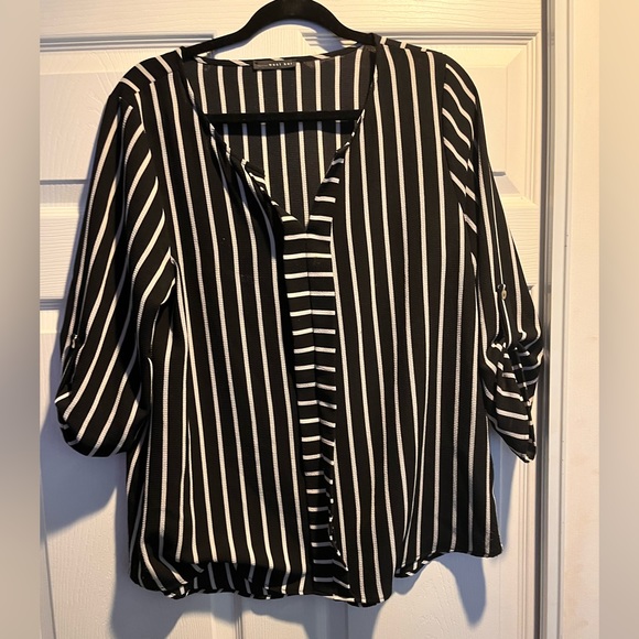 West Kei | Tops | Black And White Striped Blouse | Poshmark